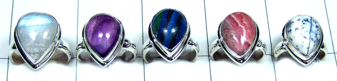 5 Pcs Silver gems Rings - SYR004, Handcrafted Artisan Silver Jewelry ...
