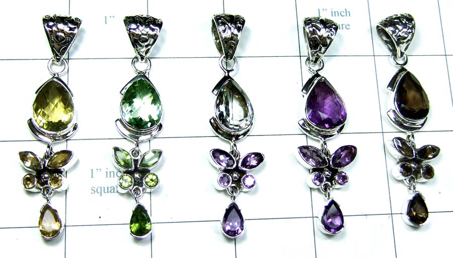 Beautiful silver gems Pendants 5 Pcs-jyp096, Handcrafted Artisan Silver ...