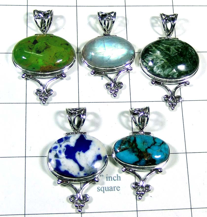 5 Pcs silver gems Pendants-jyp503, Handcrafted Artisan Silver Jewelry ...